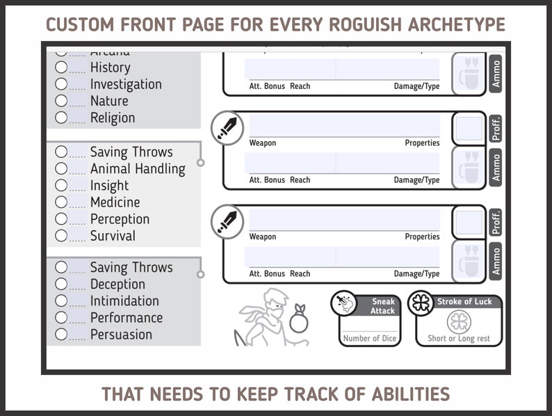 Savable Form Fillable Rogue Character Sheet 5e - Printable Forms Free ...