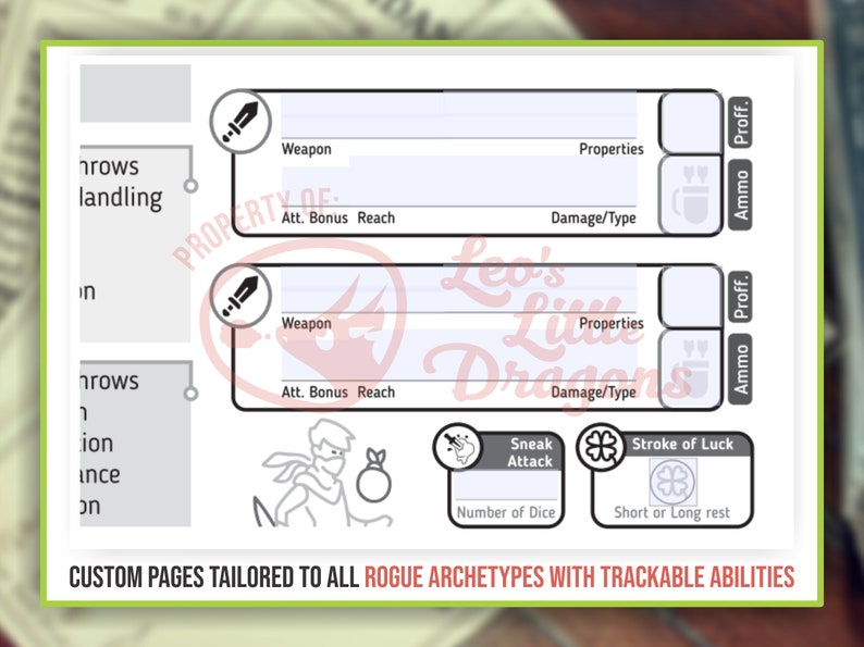 Rogue Character Sheet: Form Fillable PDF for Dnd 5e - Etsy Australia