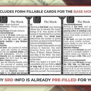 MONK KI FEATURES for Dnd 5e | Form Fillable Pdfs Included | Dungeons ...