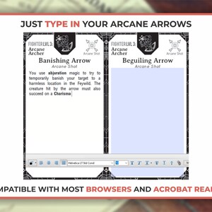Arcane Archer Cards for Dnd 5e: Form Fillable Pdfs - Etsy