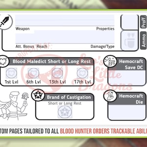 Blood Hunter CHARACTER SHEET for Dnd 5e | Form Fillable PDF | Dungeons ...