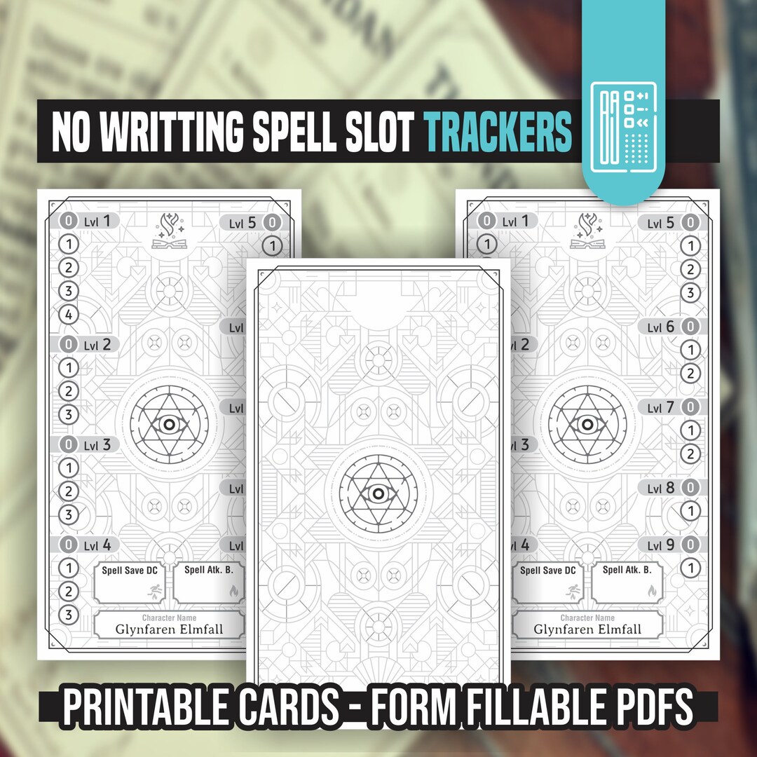 Dnd Spell Slot Tracker Cards: Form Fillable PDF - Etsy