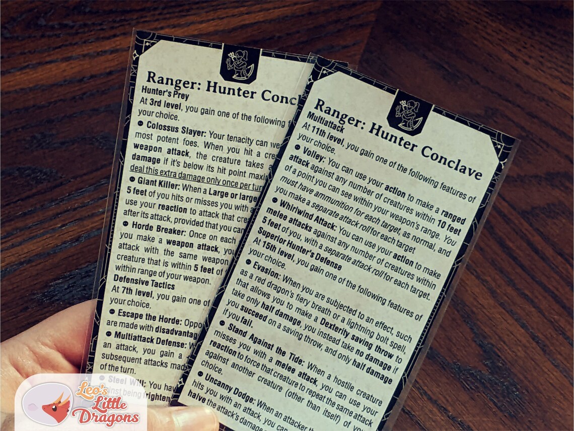 RANGER CONCLAVE CARDS for Dnd 5e Form Fillable Pdfs Included | Etsy