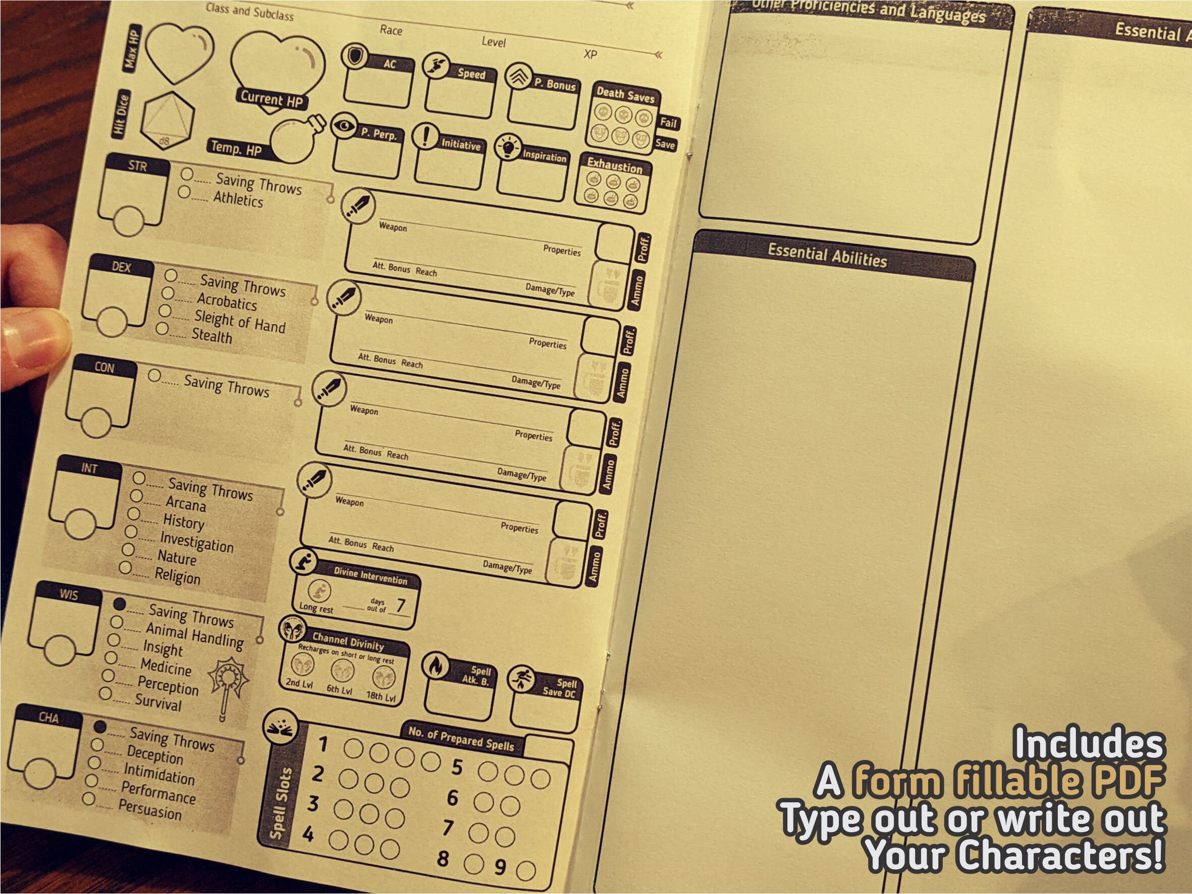 CLERIC CHARACTER SHEET for DnD 5e | Form Fillable Pdf | Dungeons and ...