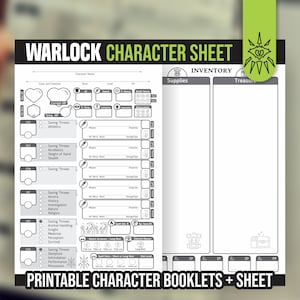 Warlock Character Sheet for Dnd 5e | Form Fillable Pdf - Etsy
