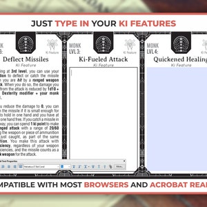 MONK KI FEATURES for Dnd 5e | Form Fillable Pdfs Included | Dungeons ...