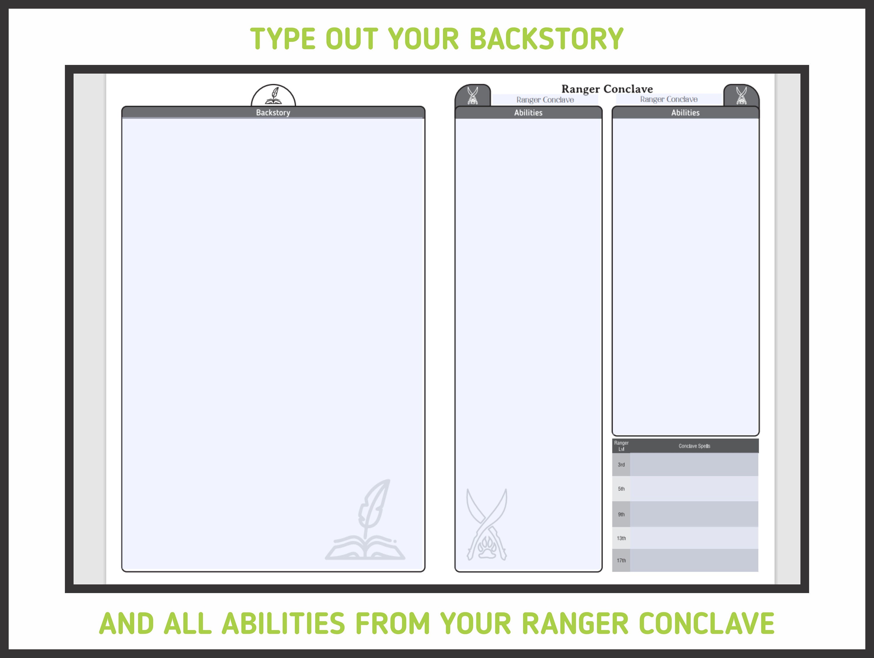 RANGER CHARACTER SHEET for DnD 5e | Form Fillable Pdf | Dungeons and ...