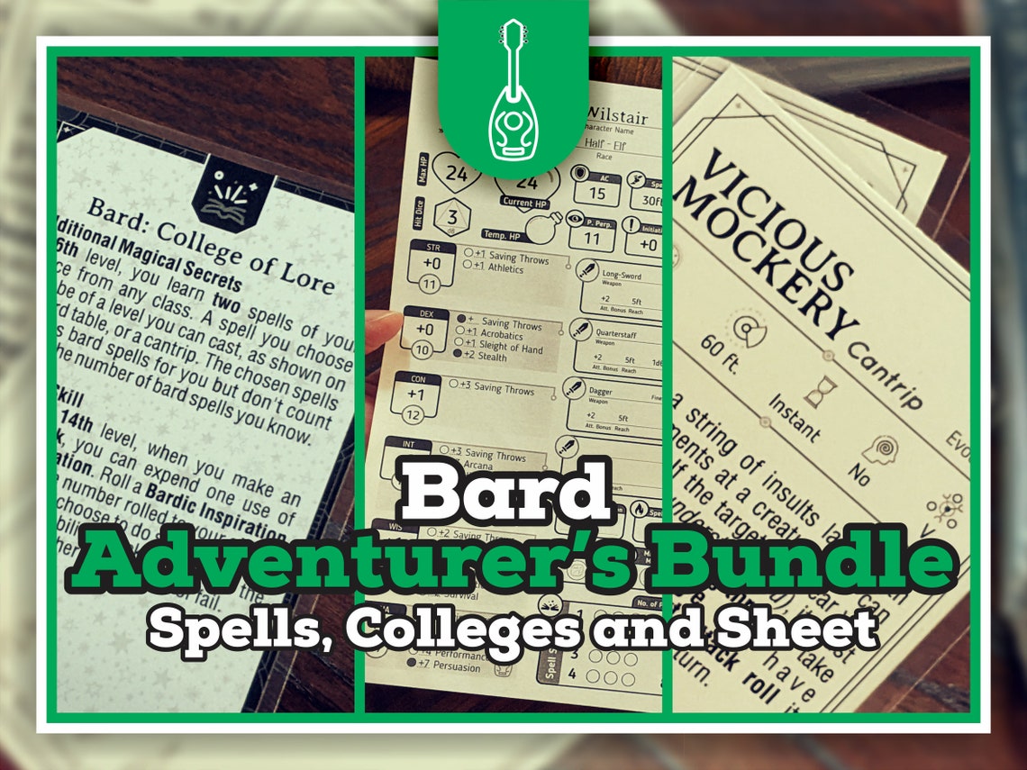 BARD ADVENTURER'S BUNDLE for Dnd 5e - Etsy