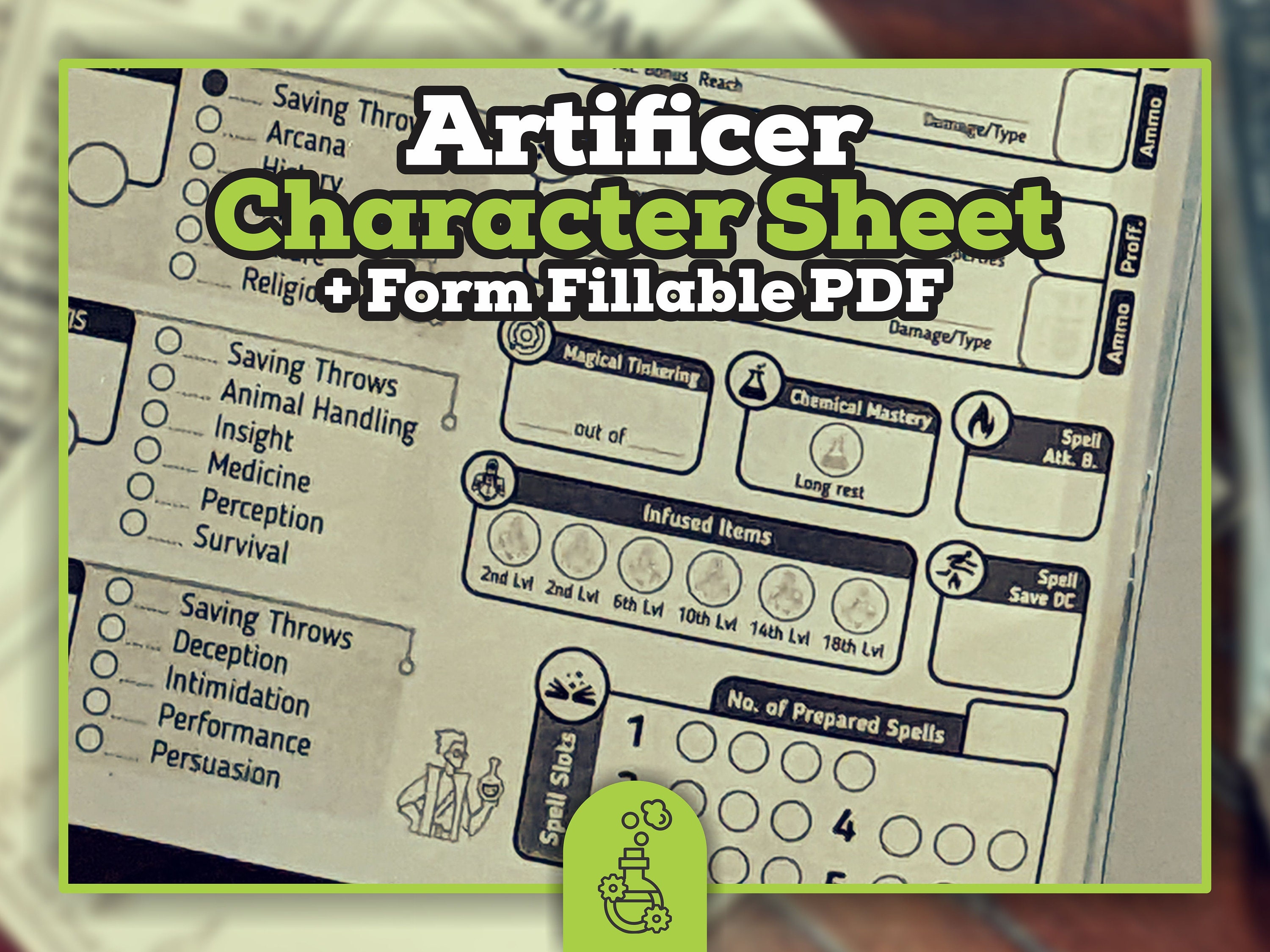 ARTIFICER CHARACTER SHEET For DnD 5e Form Fillable Pdf Dungeons And 