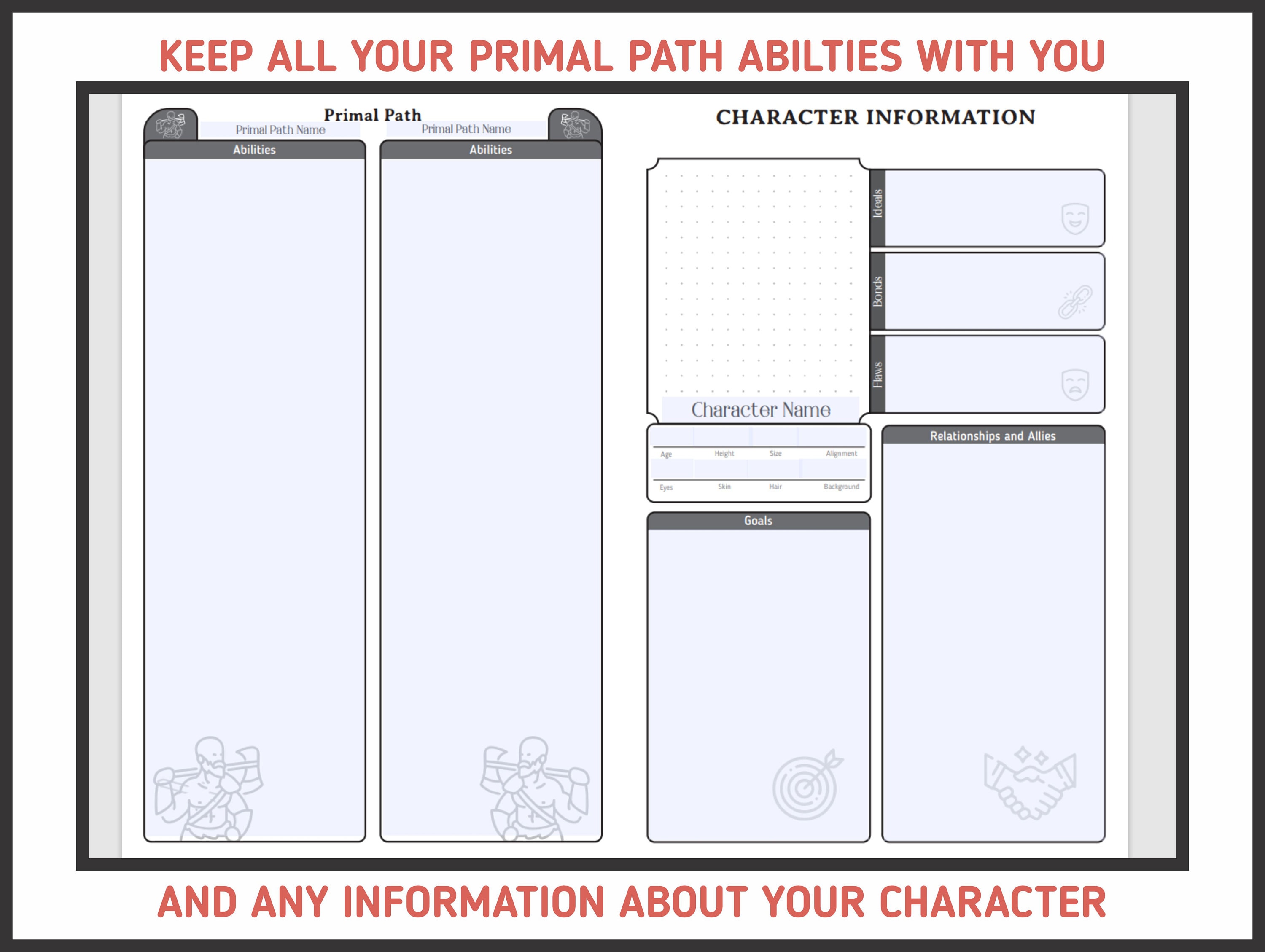 BARBARIAN CHARACTER SHEET for DnD 5e | Form Fillable Pdf | Dungeons and ...