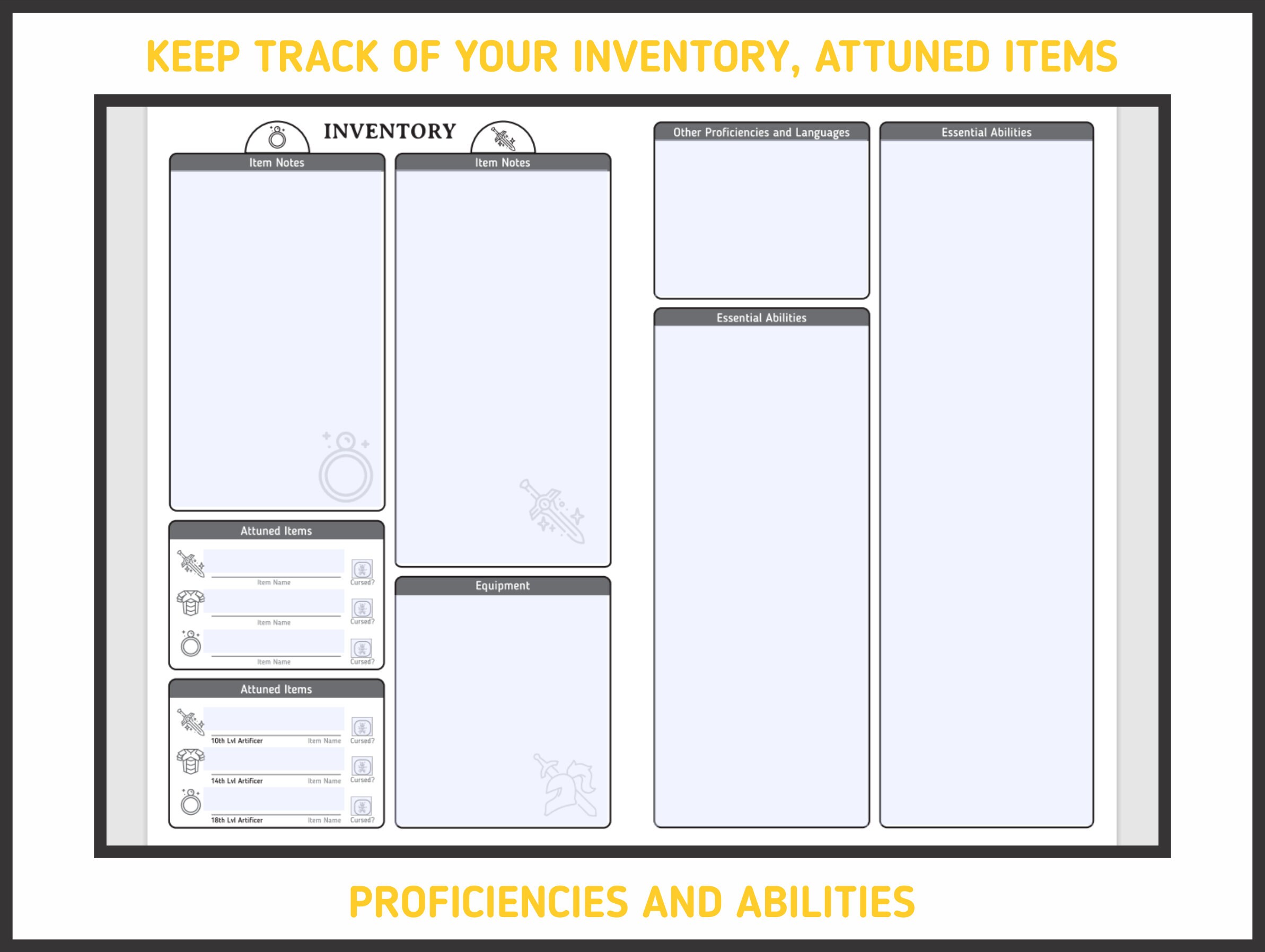 ARTIFICER CHARACTER SHEET for DnD 5e | Form Fillable Pdf | Dungeons and Dragons | Printable ...