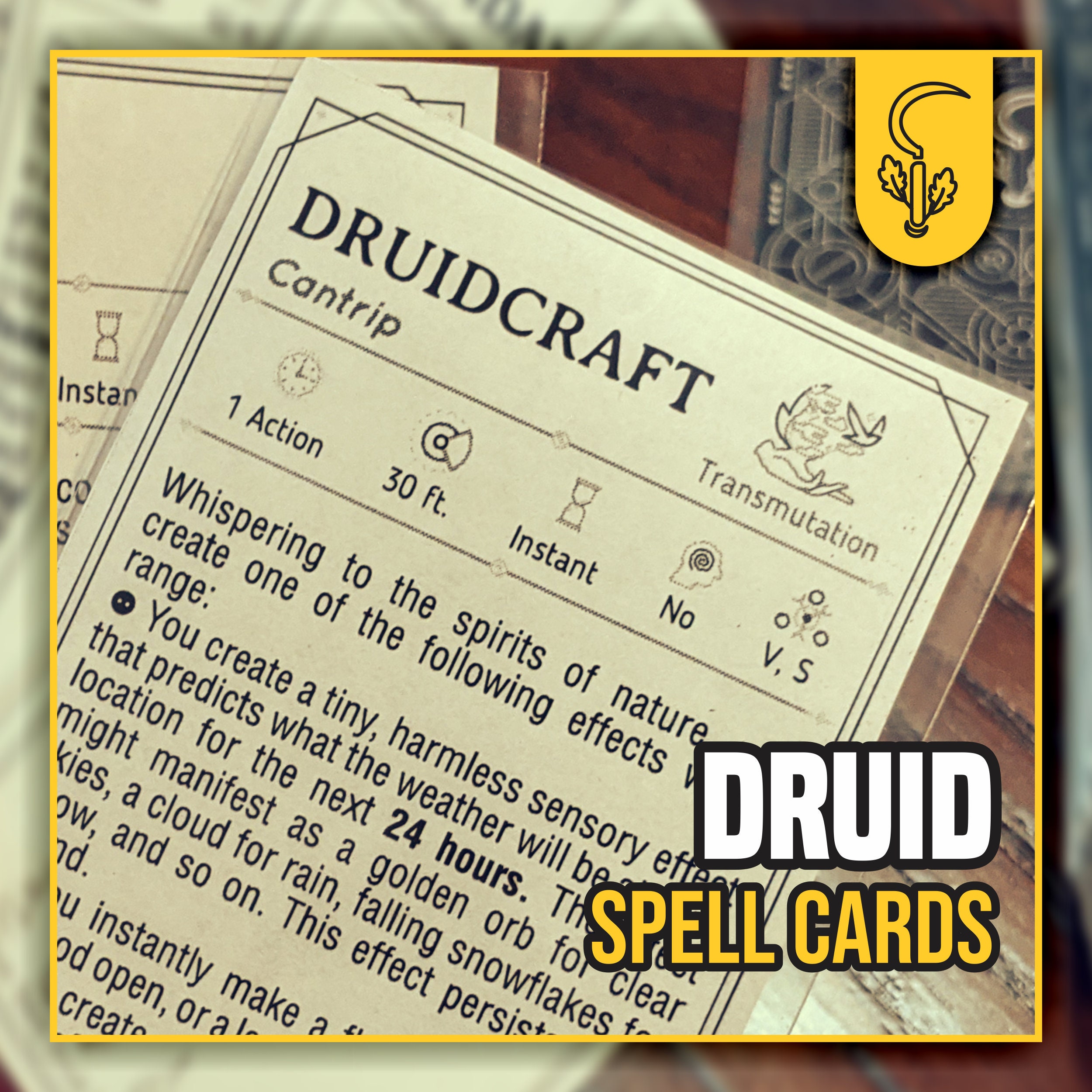 DRUID Spell Cards for Dnd 5e Form Fillable Pdfs Included - Etsy