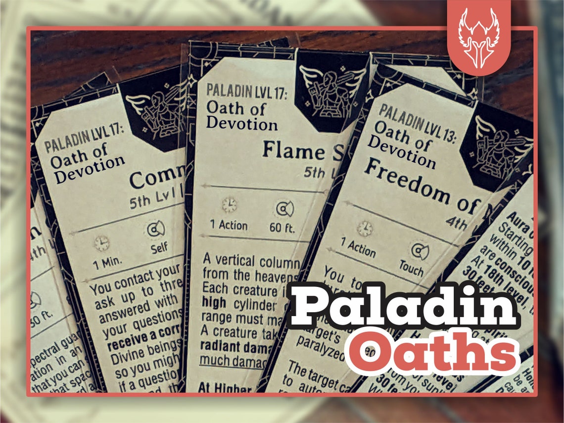 PALADIN OATH CARDS for Dnd 5e Form Fillable Pdfs Included - Etsy