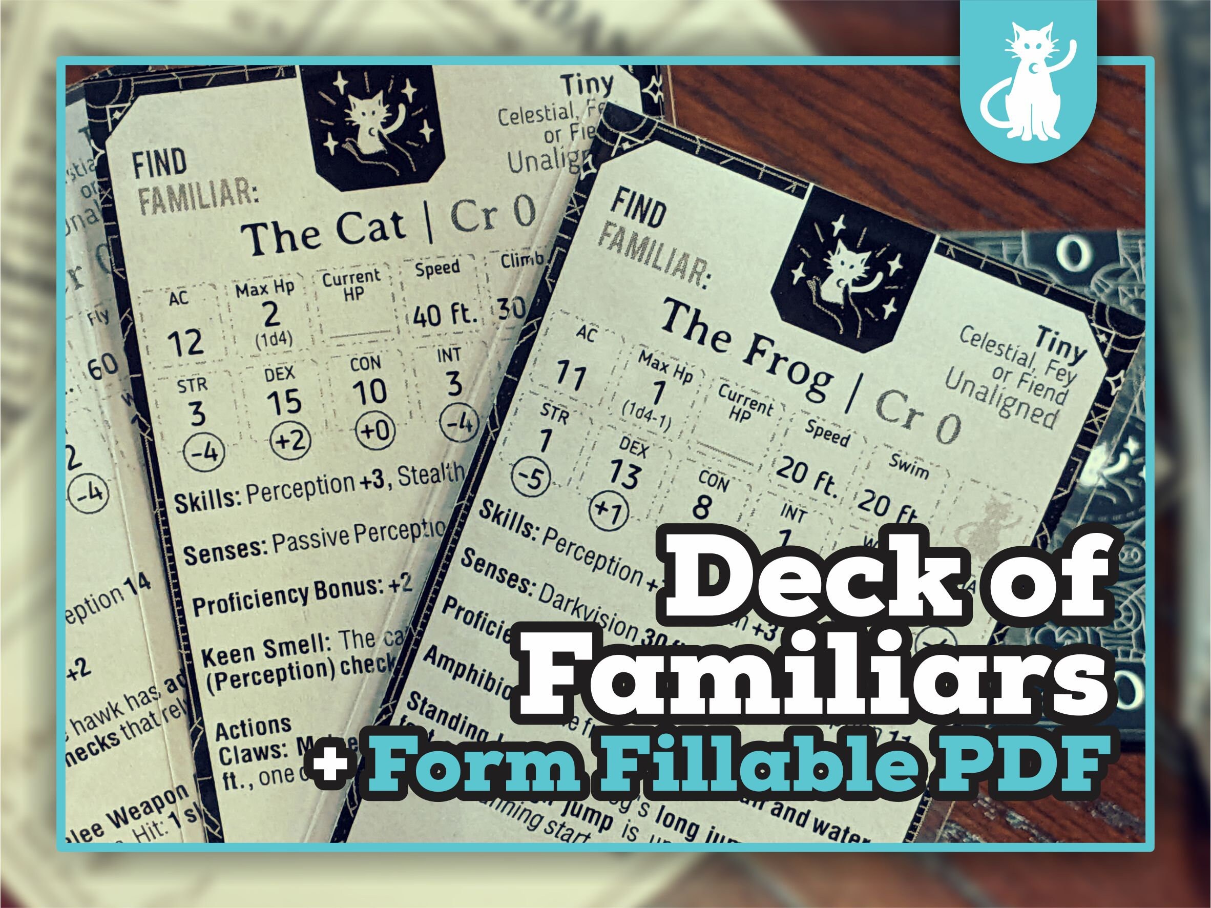 DECK OF FAMILIARS for DnD 5e | Form Fillable PDFs Included | Dungeons ...