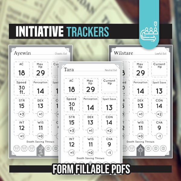 Printable Initiative Tracker Dnd 5e Pathfinder RPG Digital Download ...