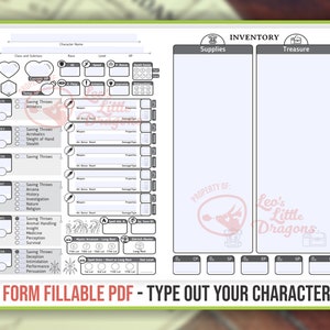 WARLOCK CHARACTER SHEET for Dnd 5e | Form Fillable Pdf | Dungeons and ...