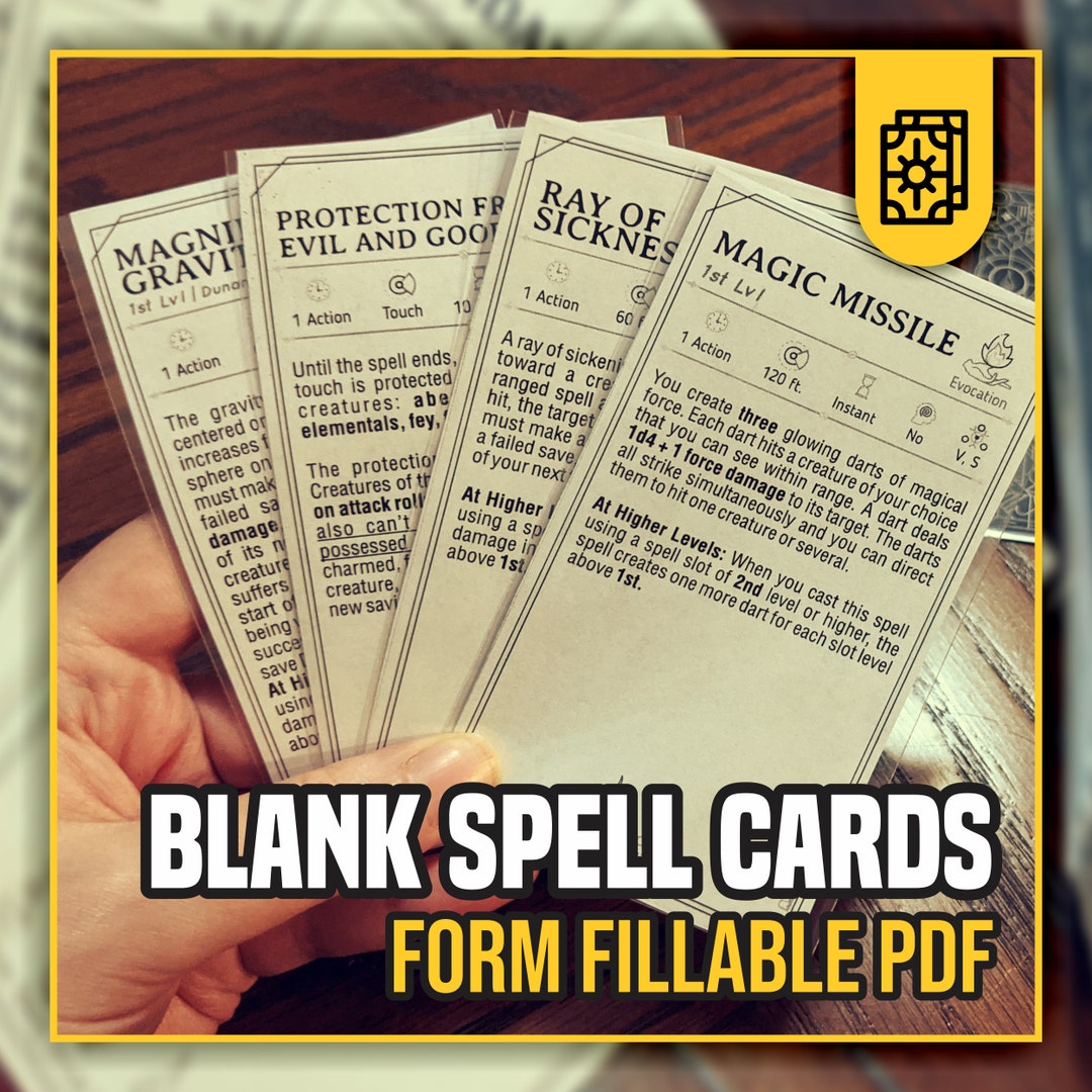 Pack of BLANK Spell Cards for ALL CLASSES for Dnd 5e - Etsy