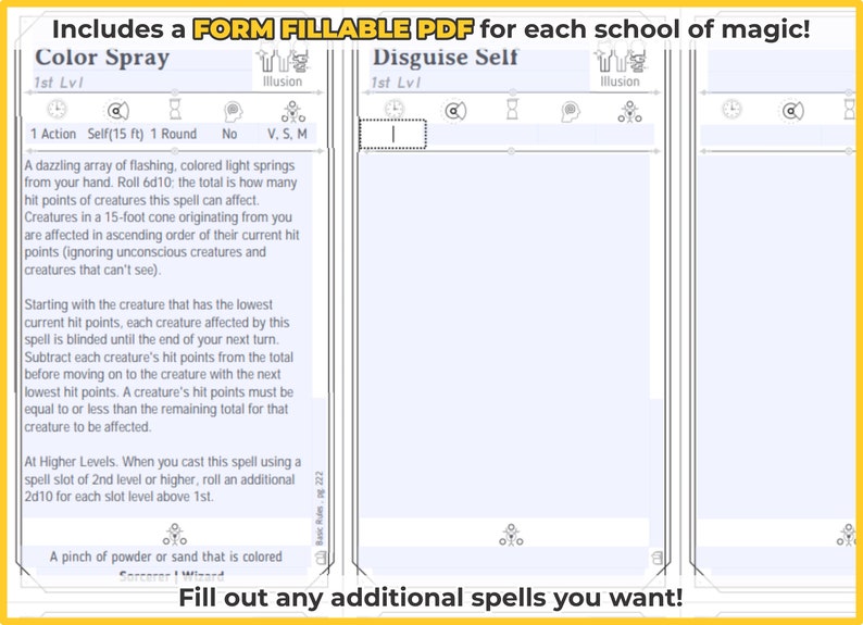 Arcane Trickster Spell Cards for Dnd 5e (form Fillable Pdfs) - Etsy