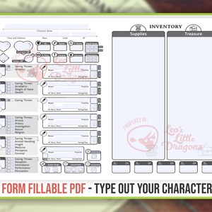 FIGHTER CHARACTER SHEET for Dnd 5e | Form Fillable Pdf | Dungeons and ...