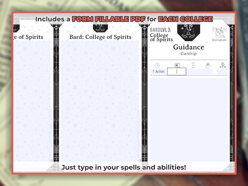BARDIC COLLEGE CARDS for Dnd 5e Form Fillable Pdfs Included | Etsy