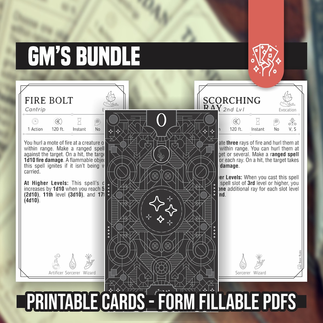 Dnd 5e Spell Cards: Gm's Full Spell Bundle (form Fillable Pdfs) - Etsy