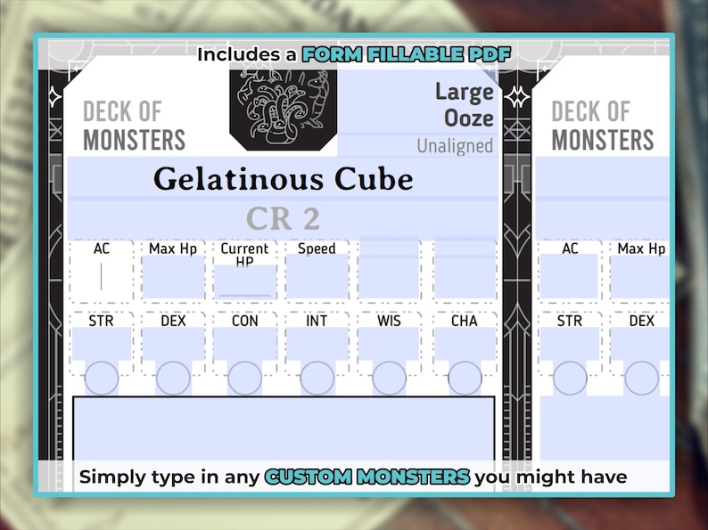 Dnd 5e Monster Cards: Form Fillable Pdfs (printable) - Etsy