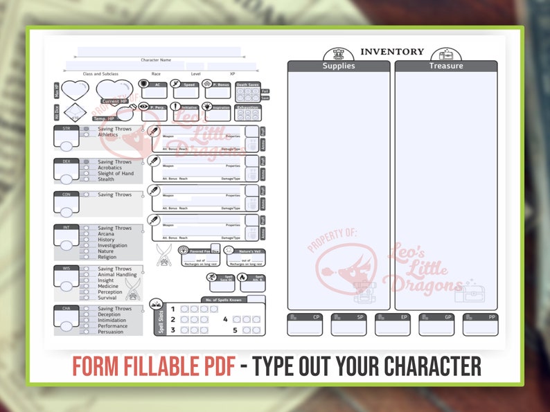 Ranger 5e Character Sheet: Form Fillable D&D Journal (PDF) - Etsy
