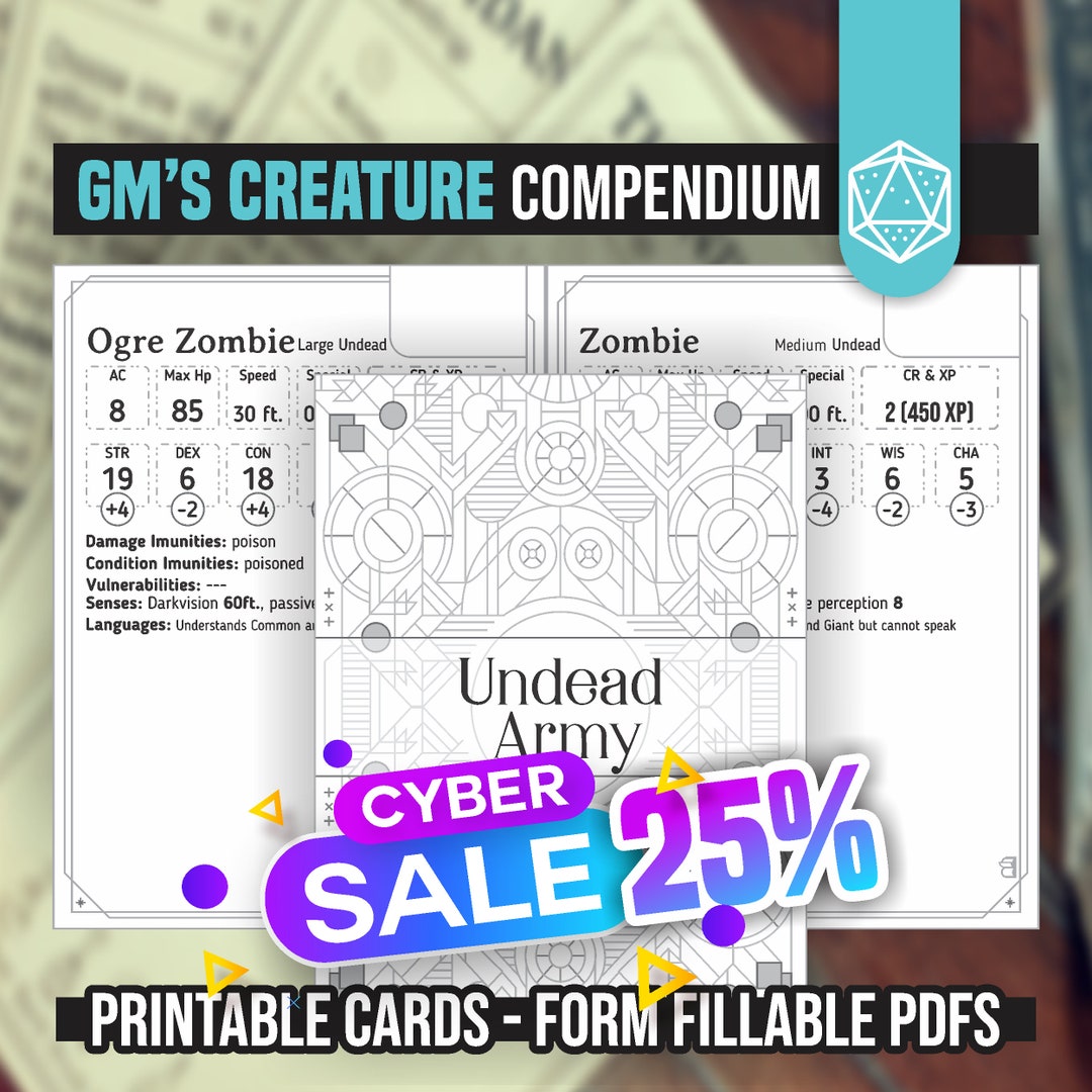 Gm's CREATURE COMPENDIUM for Dnd 5e Form Fillable Pdfs - Etsy UK