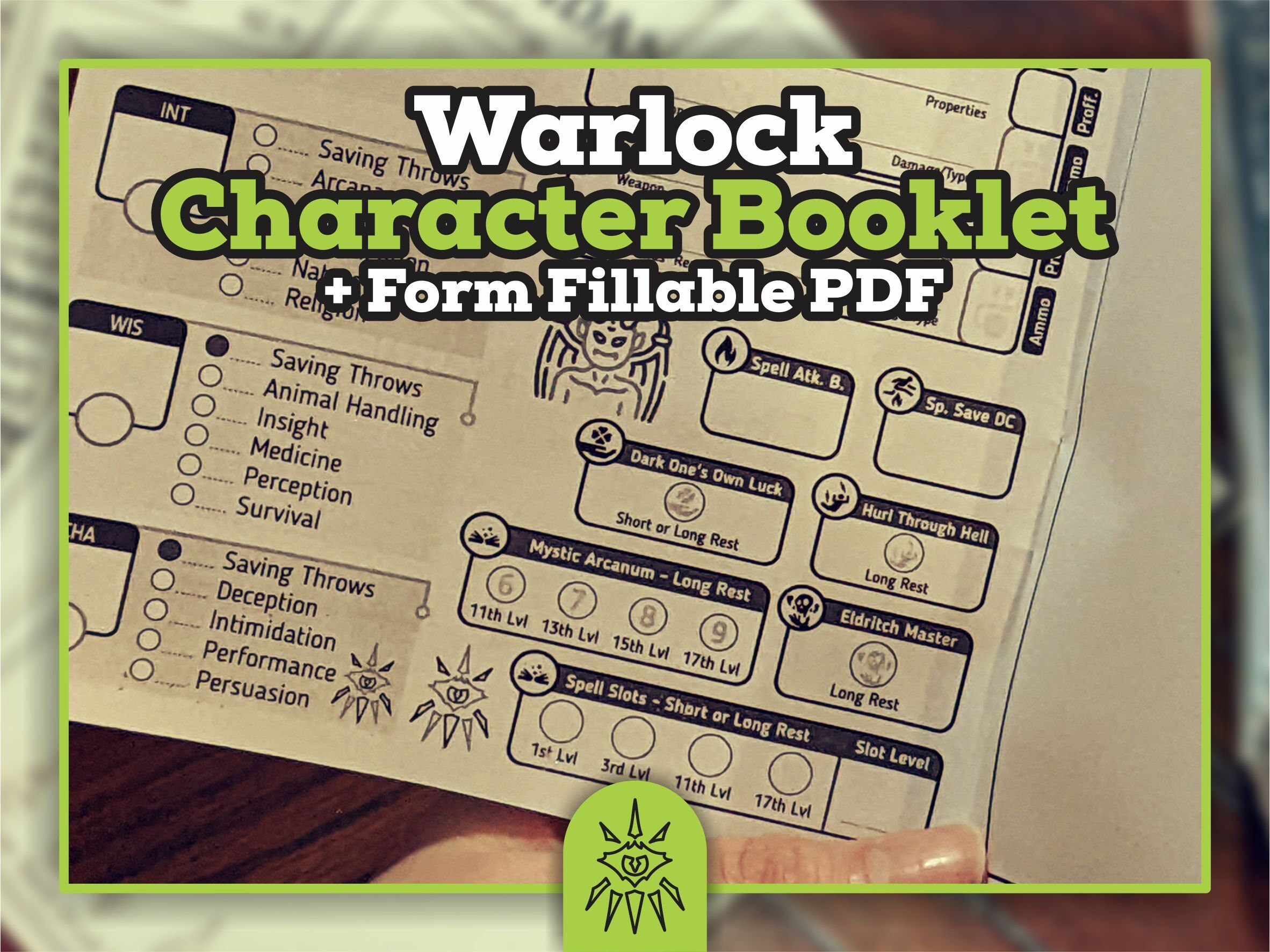 Form Fillable Warlock Spellsheet - Printable Forms Free Online