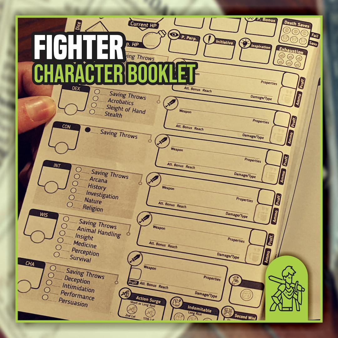 FIGHTER CHARACTER SHEET for Dnd 5e Form Fillable Pdf - Etsy Canada