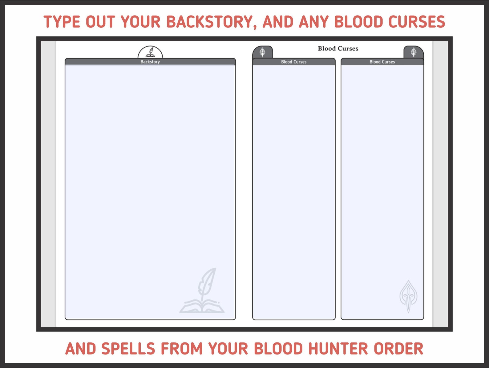 Blood Hunter CHARACTER SHEET for Dnd 5e Form Fillable PDF - Etsy