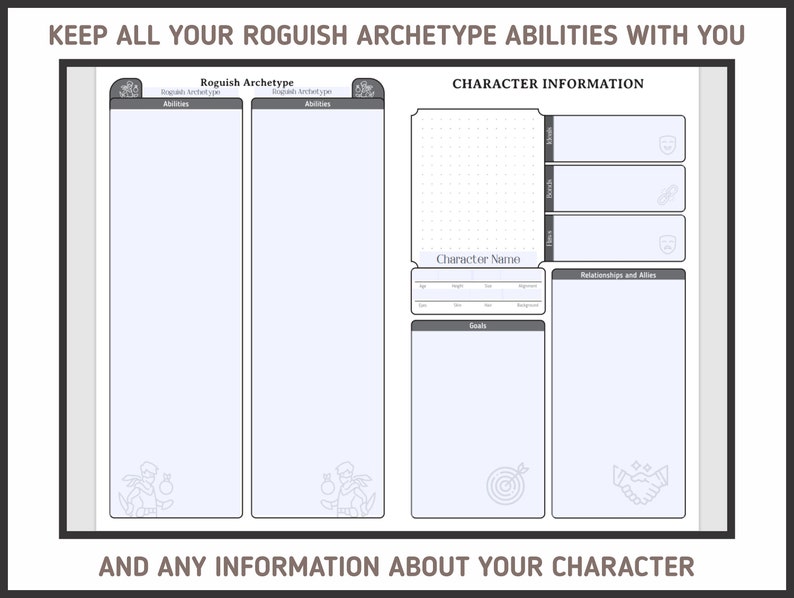 ROGUE CHARACTER SHEET for Dnd 5e Form Fillable Pdf - Etsy