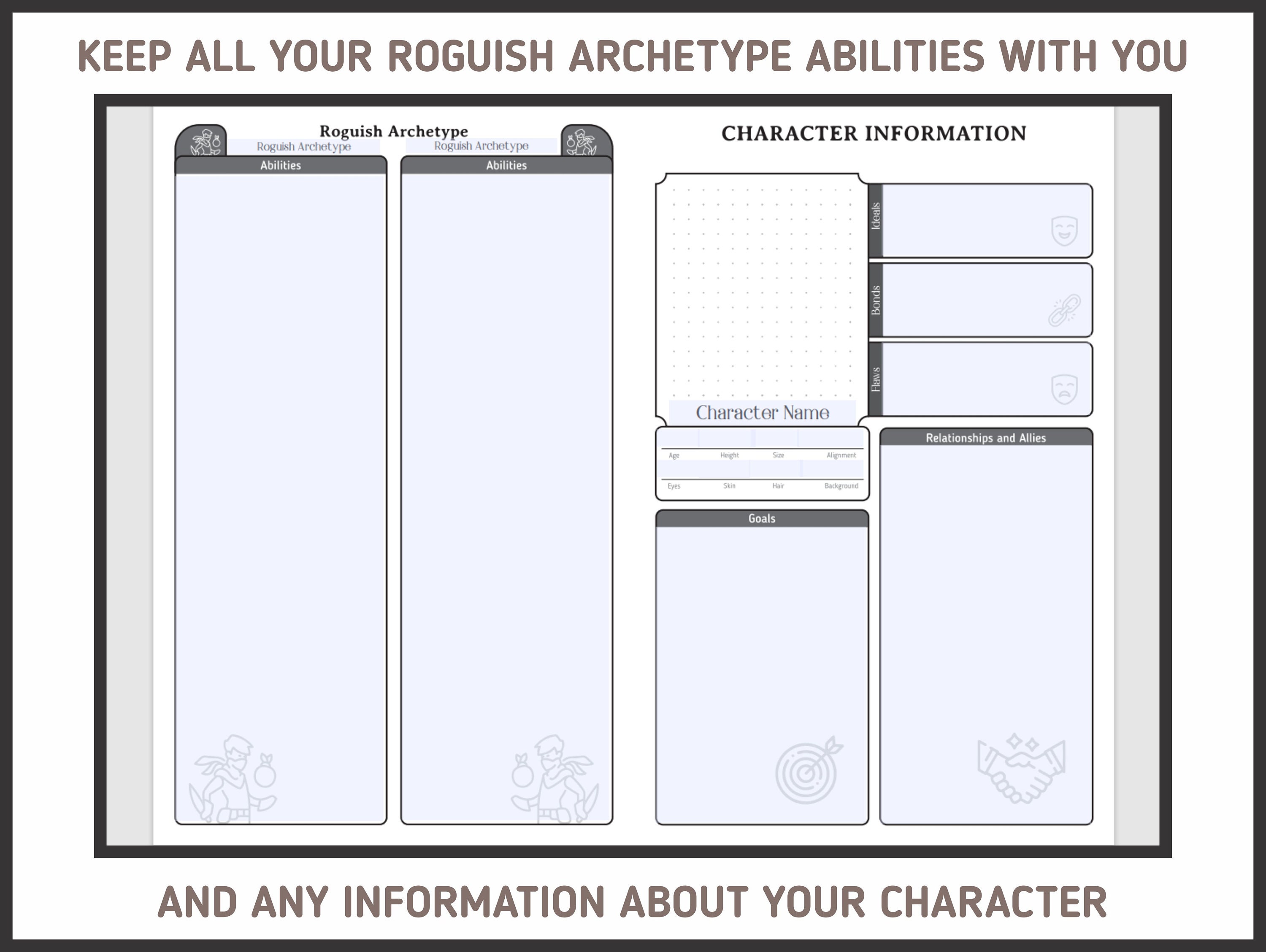 ROGUE CHARACTER SHEET for DnD 5e | Form Fillable Pdf | Dungeons and ...