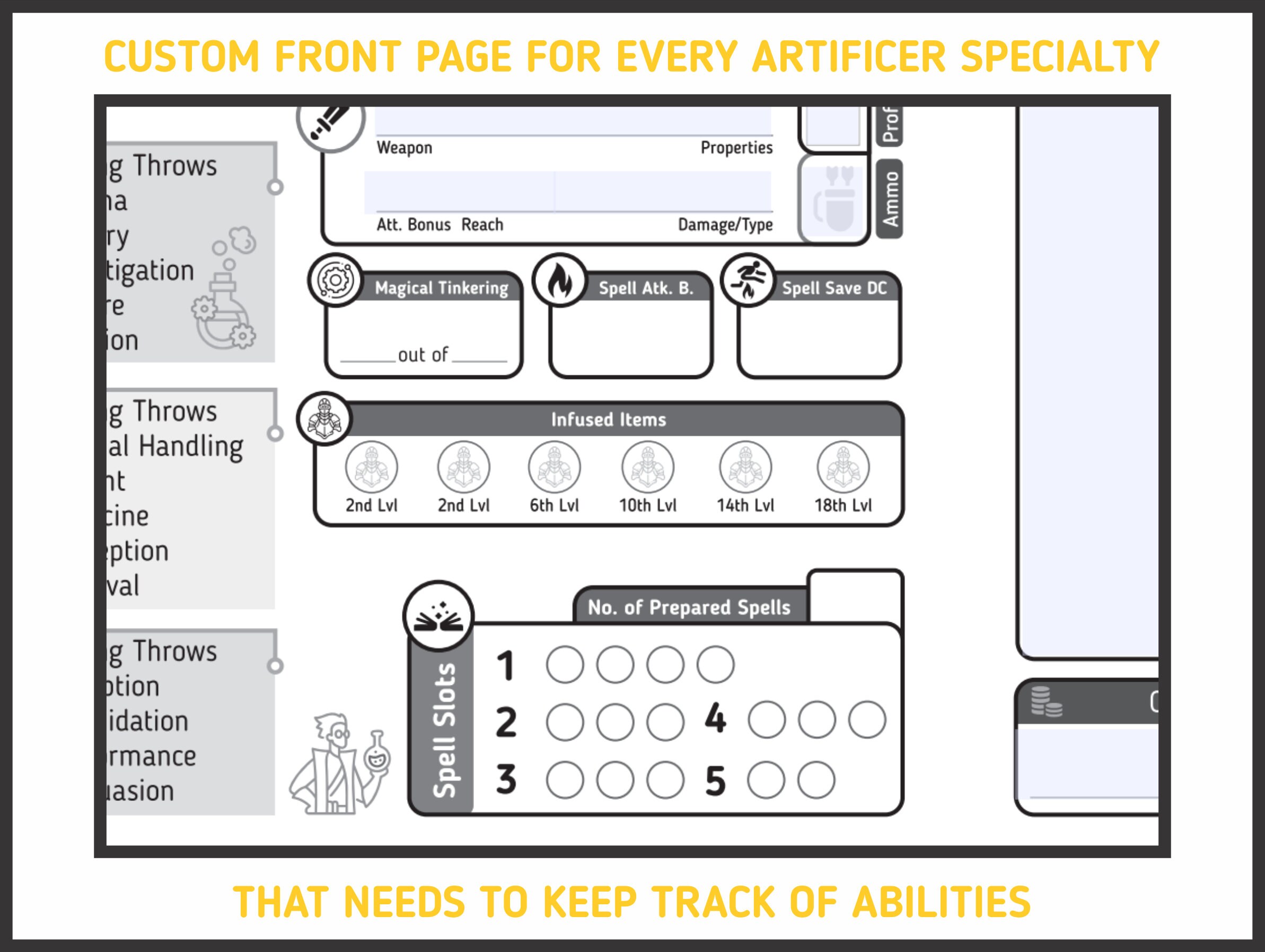 ARTIFICER CHARACTER SHEET for Dnd 5e Form Fillable Pdf - Etsy Canada