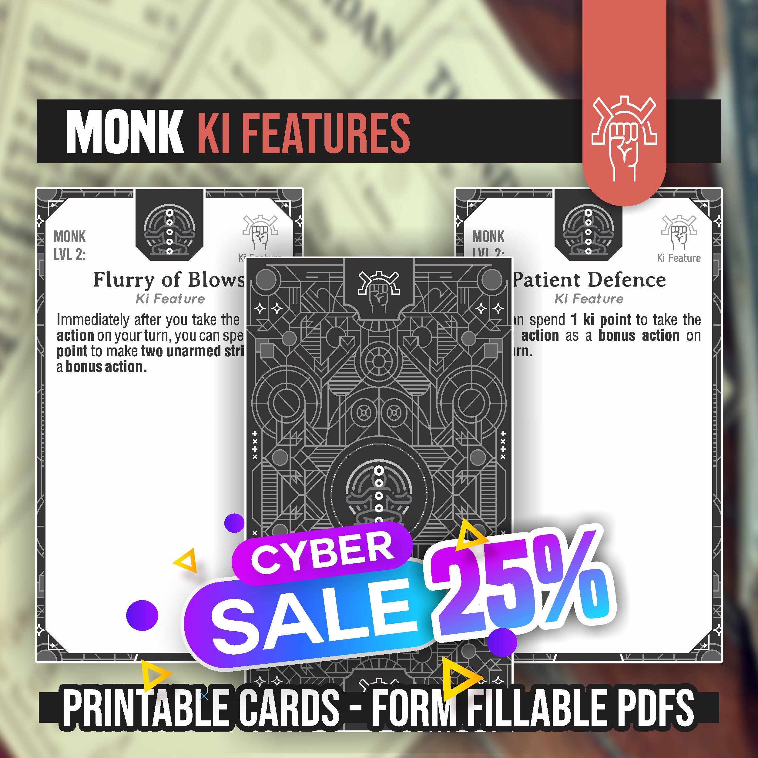MONK KI FEATURES for DnD 5e | Form Fillable PDFs Included | Dungeons ...