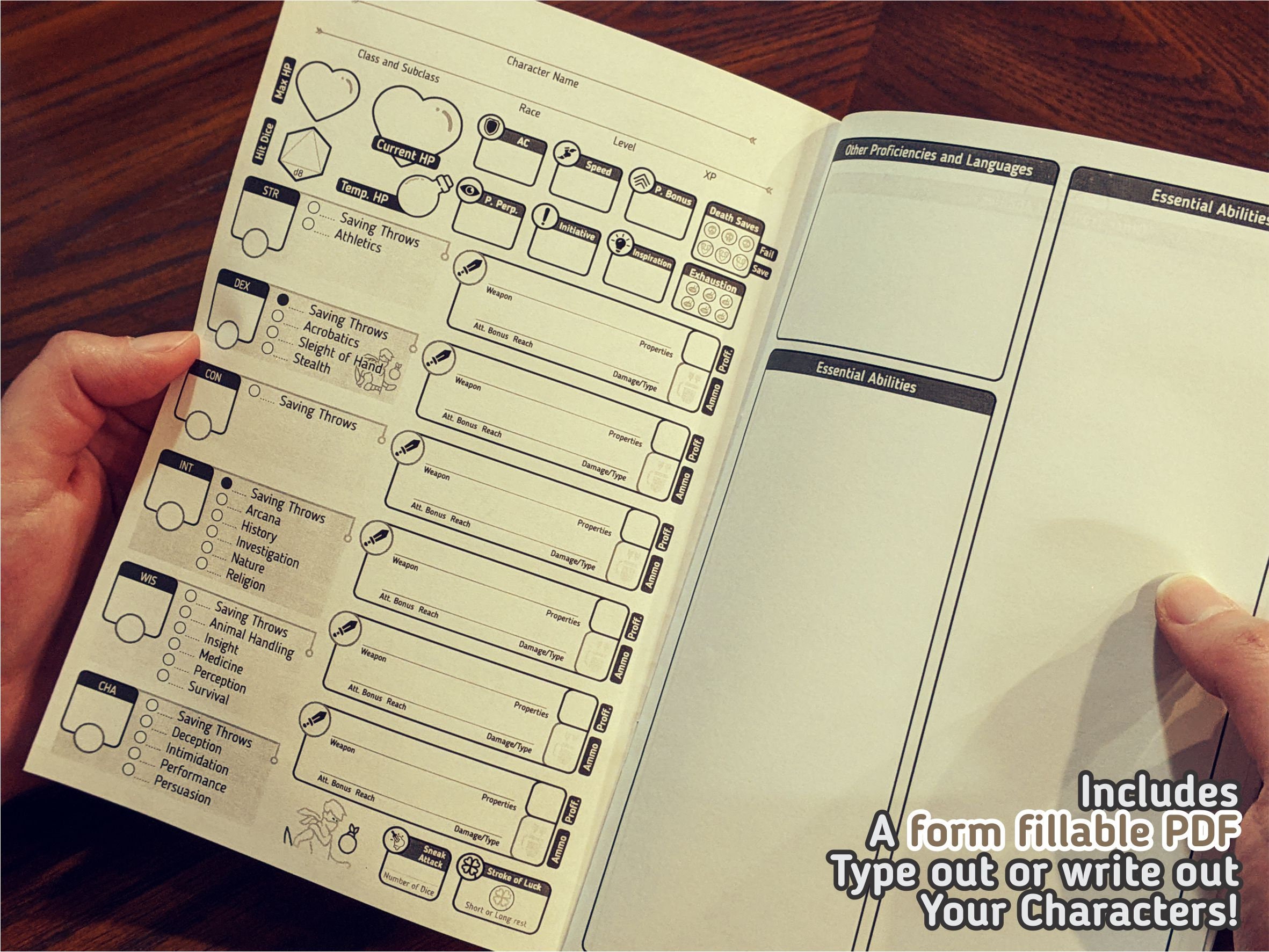 ROGUE CHARACTER SHEET for DnD 5e | Form Fillable Pdf | Dungeons and ...