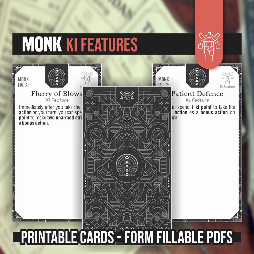 MONK KI FEATURES for Dnd 5e | Form Fillable Pdfs Included | Dungeons ...