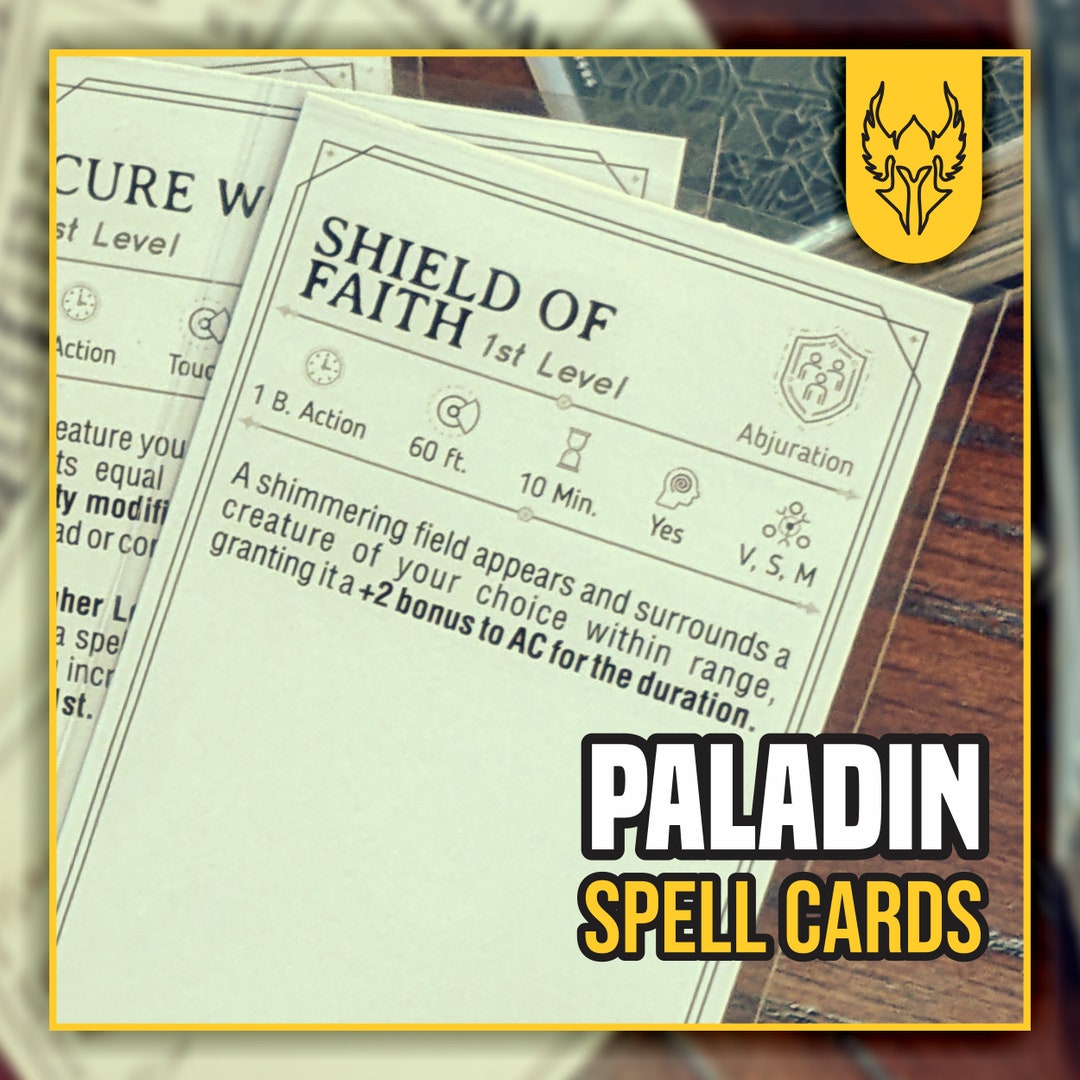 PALADIN Spell Cards for Dnd 5e Form Fillable Pdfs Included - Etsy