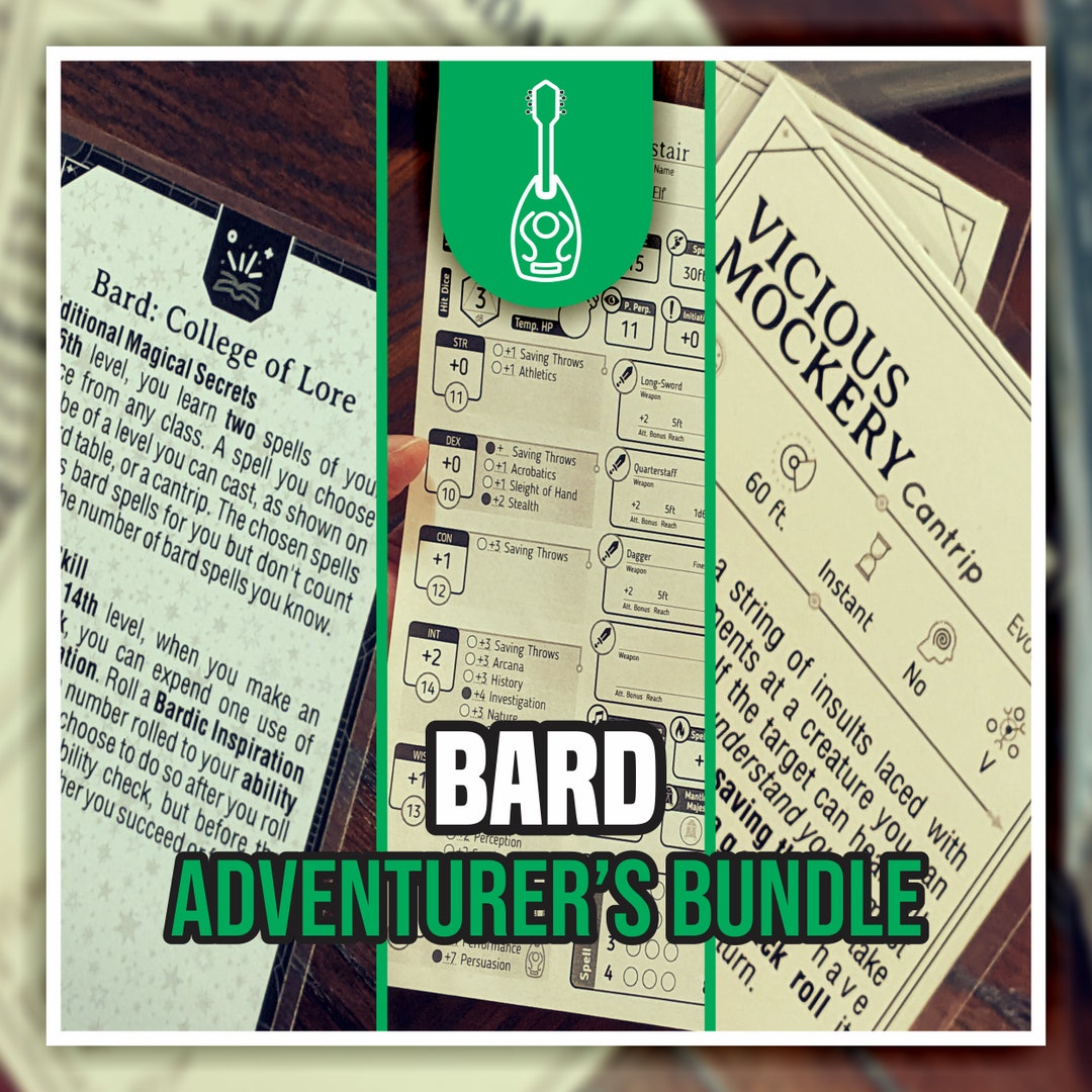 BARD ADVENTURER'S BUNDLE for Dnd 5e - Etsy