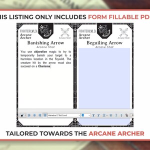 Arcane Archer Cards for Dnd 5e: Form Fillable Pdfs - Etsy