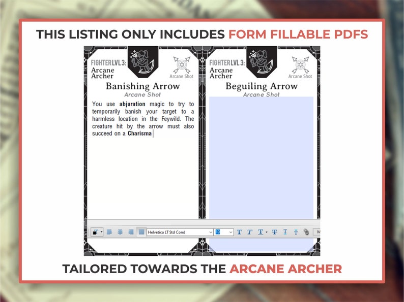 ARCANE ARCHER CARDS for Dnd 5e Form Fillable Pdfs Included - Etsy