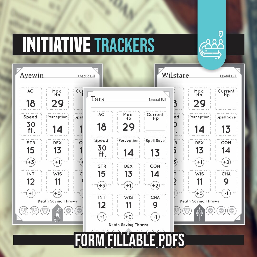 INITIATIVE TRACKERS for Dnd 5e Form Fillable Pdfs Dungeons - Etsy Canada