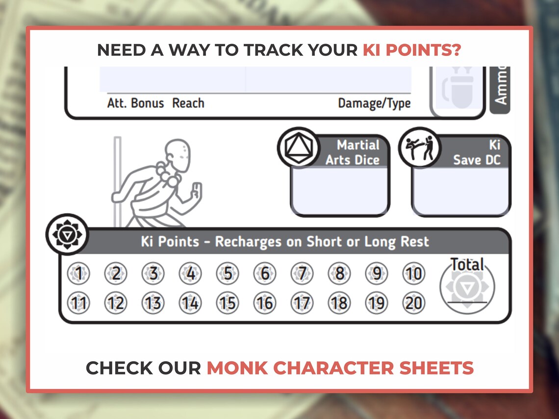 MONK KI FEATURES for Dnd 5e Form Fillable Pdfs Included - Etsy UK