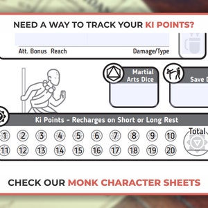 MONK KI FEATURES for Dnd 5e | Form Fillable Pdfs Included | Dungeons ...