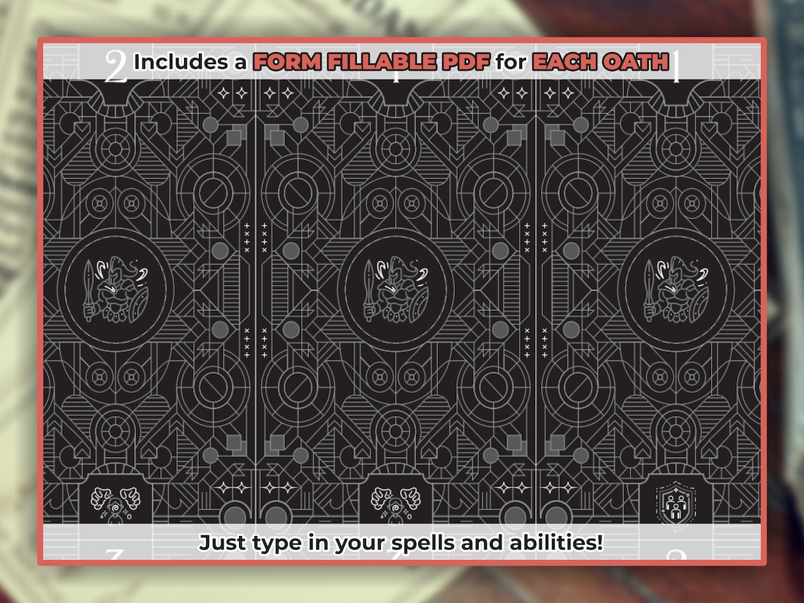 PALADIN OATH CARDS for Dnd 5e Form Fillable Pdfs Included - Etsy