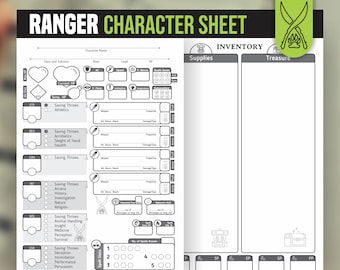 Ranger Character Sheet D&D 5e - Etsy Canada