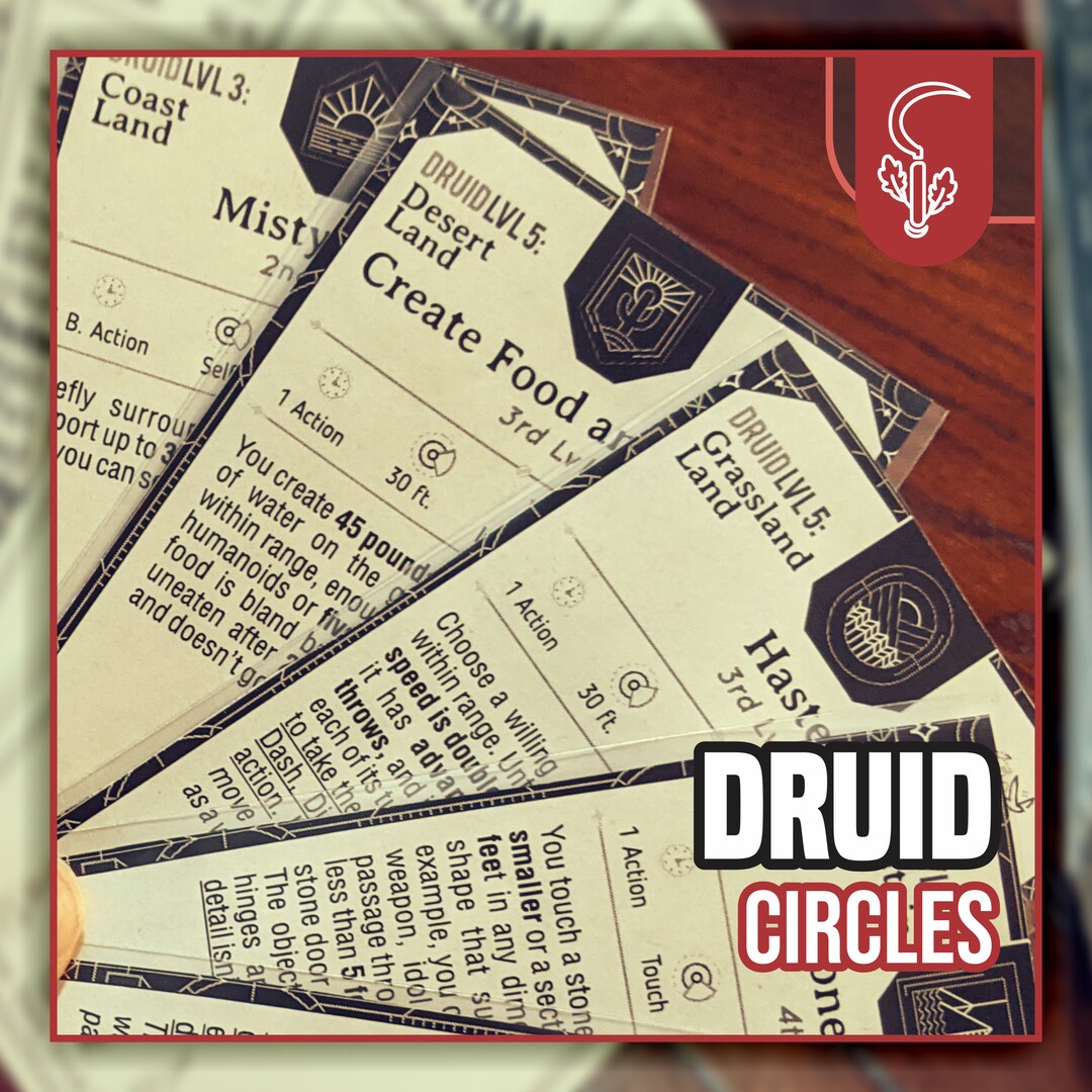 DRUID CIRCLE CARDS for Dnd 5e Form Fillable Pdfs Included - Etsy