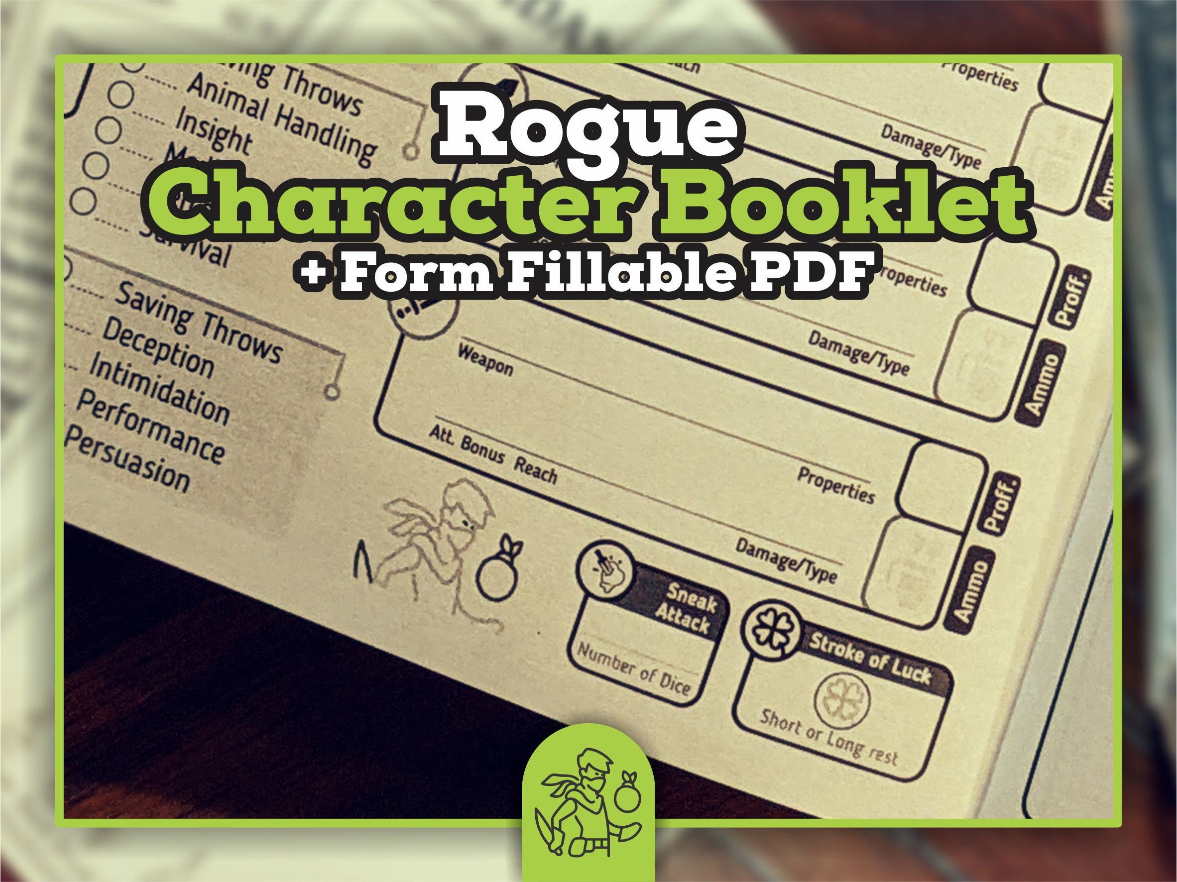ROGUE CHARACTER SHEET for DnD 5e | Form Fillable Pdf | Dungeons and ...