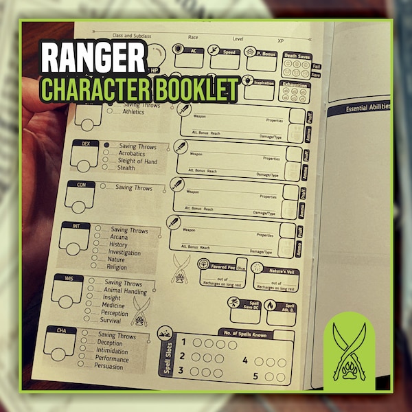 Dnd 5e Character Sheet Ranger - Etsy