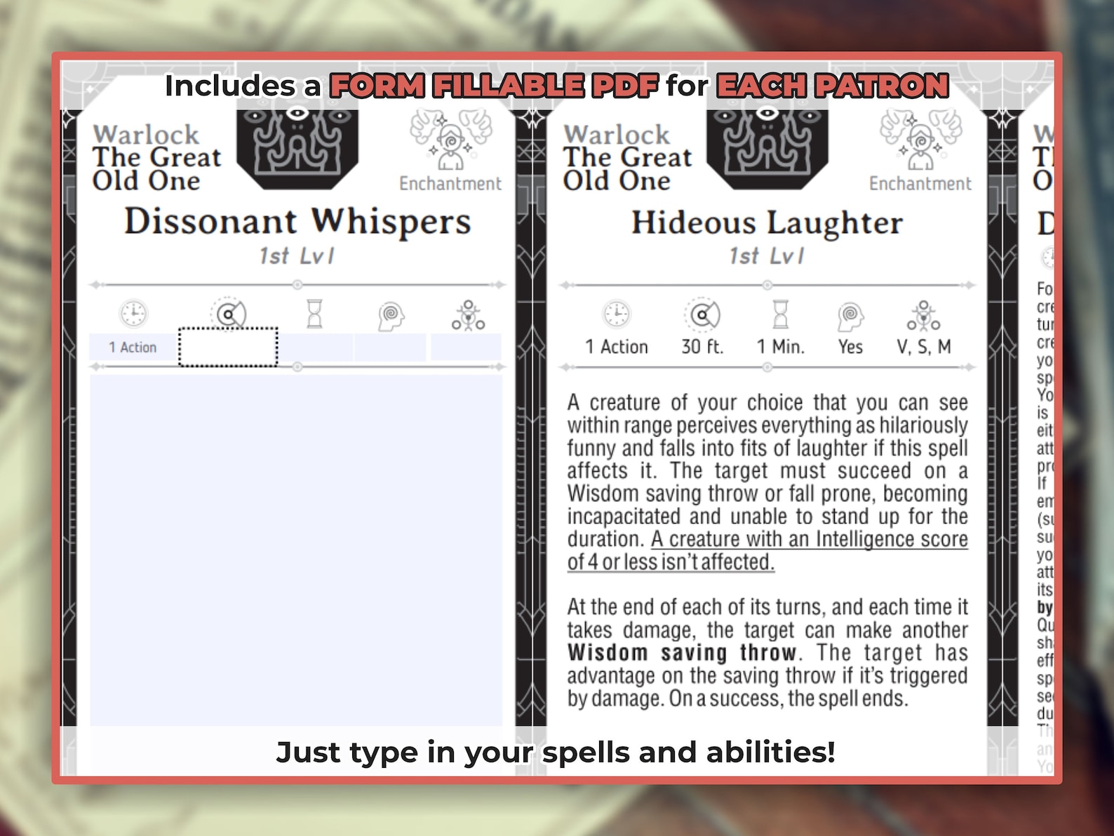 WARLOCK PATRON CARDS for Dnd 5e Form Fillable Pdfs Included - Etsy